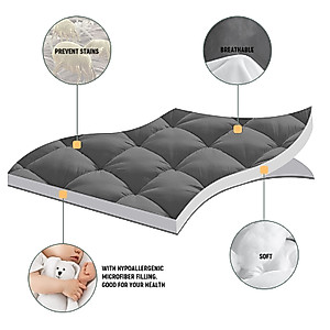 Extra Thick Mattress Topper King Size, Down Alternative Fill Plush Mattress Pad Cover Topper, Cooling Pillow Top with 8-21Inch Deep Pocket, Dark Grey4