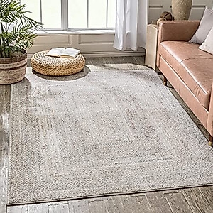 Well Woven Raggi Vintage Neutral Ivory Chindi Braided Pattern Area Rug (5'3" x 7'3")