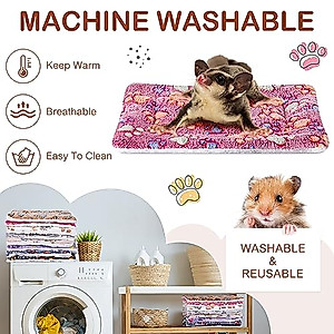 Ripeng 8 Pcs Guinea Pig Bed Mat Fleece Cat Bed Pad Dog Crate Mat for Indoor Warm Reversible Pet Bedding for Small Animal Bed Washable Kennel Crate Pad Cat Carrier Mat(Multicolor, 12.6" x 9.8")