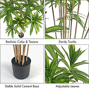 Lambye Artificial Trees Faux Lucky Bamboo with 13 Heads in Plastic Pot, 5.4 Feet Fake Trees Faux Greenery Plants Perfect for Indoor Outdoor Home Office Garden Decoration