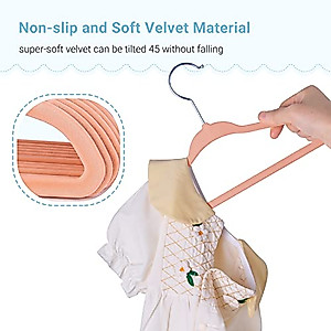 TARANCH Velvet Baby Hangers for Closet, Wrinkle Free & Non Slip Baby Clothes Hangers for Kids Toddler Infants - Pink Kid Hangers with 6 Dividers - Slim Children Hangers Space Saving, 30 Pack