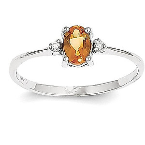 IceCarats 14K White Gold Diamond Yellow Orange Citrine Ring Gemstone Band April November Birthstone Jewelry Size 6
