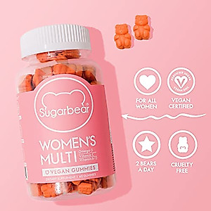 Sugarbear Women's MultiVitamin, Vegan Collagen Booster Blend, with Glutathione, Omega-3, Folate, Biotin & Vitamin C (1 Month Supply)