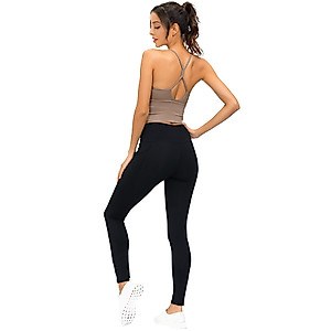 SIGNEALA Sports Bra for Women Longline - V Neck Padded Workout Bras - Strappy Crop Top for Yoga Gym Maroon