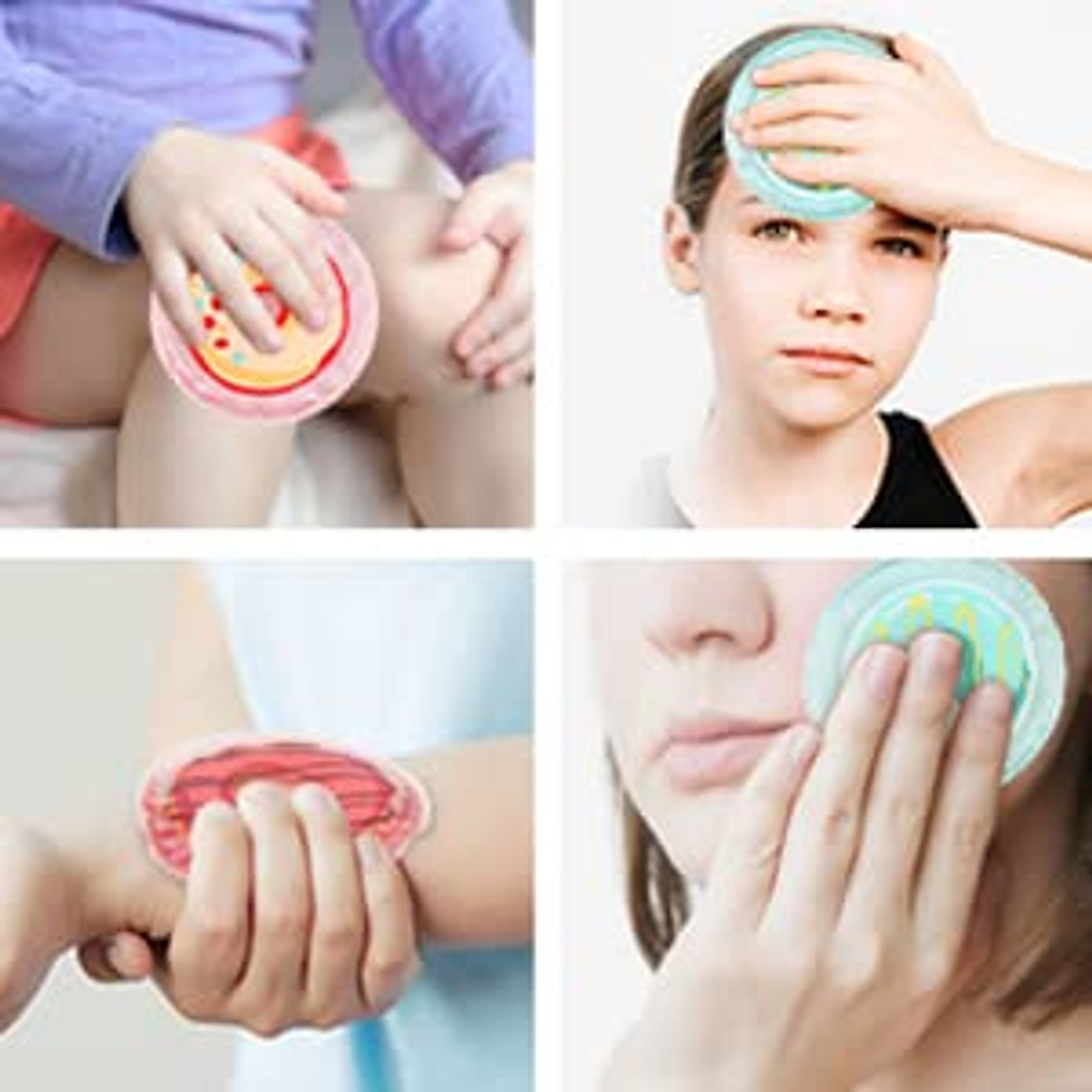 NEWGO Kids Ice Pack for Boo Boo, 3 Pack Gel Ice Pack Toddler Ice Pack for Children Kids Injuries, Pain Relief, Bruises, Swelling, Wisdom Teeth - 4.52" x 4.52"