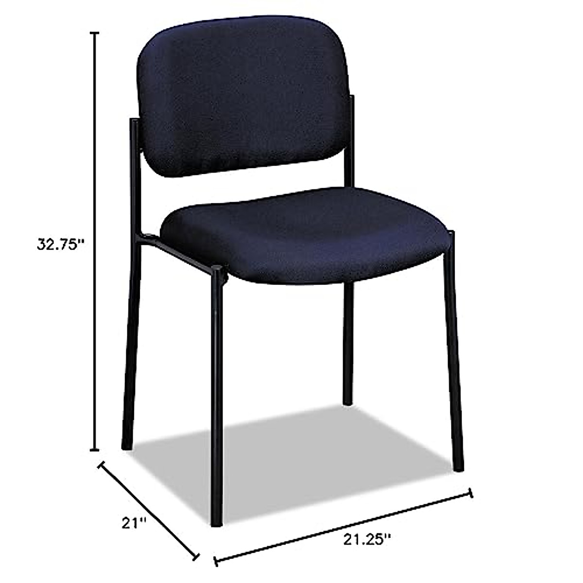 Basyx VL606VA90 VL606 Series Stacking Armless Guest Chair, Navy Fabric