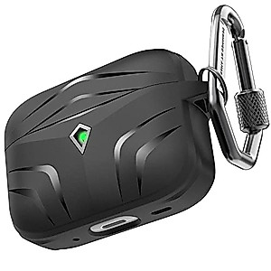 AhaStyle Rugged AirPods Pro 2 Case Cover (2023/2022) Shockproof Hard-Shell Protective Case Cover [Supports USB-C/Lightning Cable] Compatible with AirPods Pro 2nd Generation (Black)