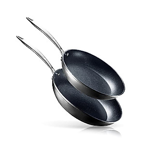 Granite Stone Professional Frying Pan Set, Hard Anodized Ultra Nonstick 10” & 11.5” Pro Chef’s Skillet Set, Durable Granite Surface Coated 3x and Infused with Minerals & Diamonds, Induction Capable…