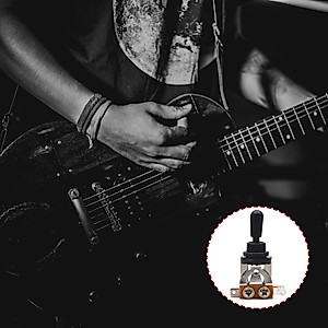 SAPHUE Guitar 3 Way Toggle Switch Position Short Straight Black Top Black Knobs for Gibon Epiphone Les Paul Electric Guitar Parts Pickup Selector kit with Plate Rhythm Treble Washer Ring Black/Gold