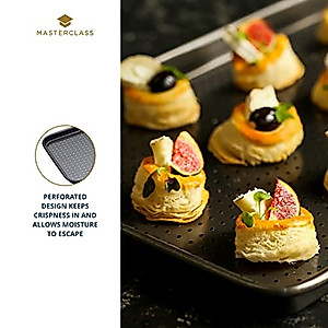 MasterClass KCMCCB54 Crusty Bake Perforated Baking Tray with PFOA Non Stick, Robust 1 mm Carbon Steel, 24 x 18 cm, Grey
