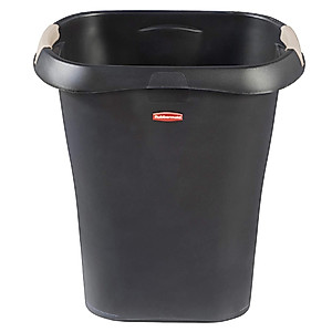 Rubbermaid Open Waste Basket, 32-Court/8-Gallon, Black, Garbage Container Bin for Kids/Adults, Fits under Desk for Kitchen/Home/Office/Bathroom/Dorm