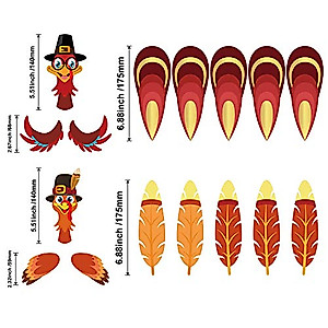 Konsait Thanksgiving Pumpkin Turkey Making Kit, Thanksgiving Turkey Craft for Kids, 6 Turkeys Fall Decor, for Give Thanks Thanksgiving Party Fall Turkey Craft Thanksgiving Party Games Accessories