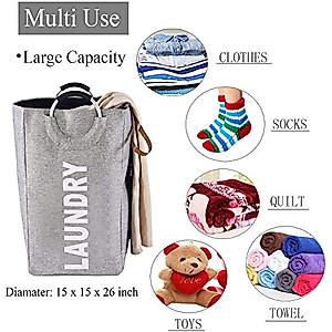 XIGUI Large Collapsible Laundry Hamper Bag with Handles, 13 x11 x 20Inches Foldable Clothes Basket for Washing Storage