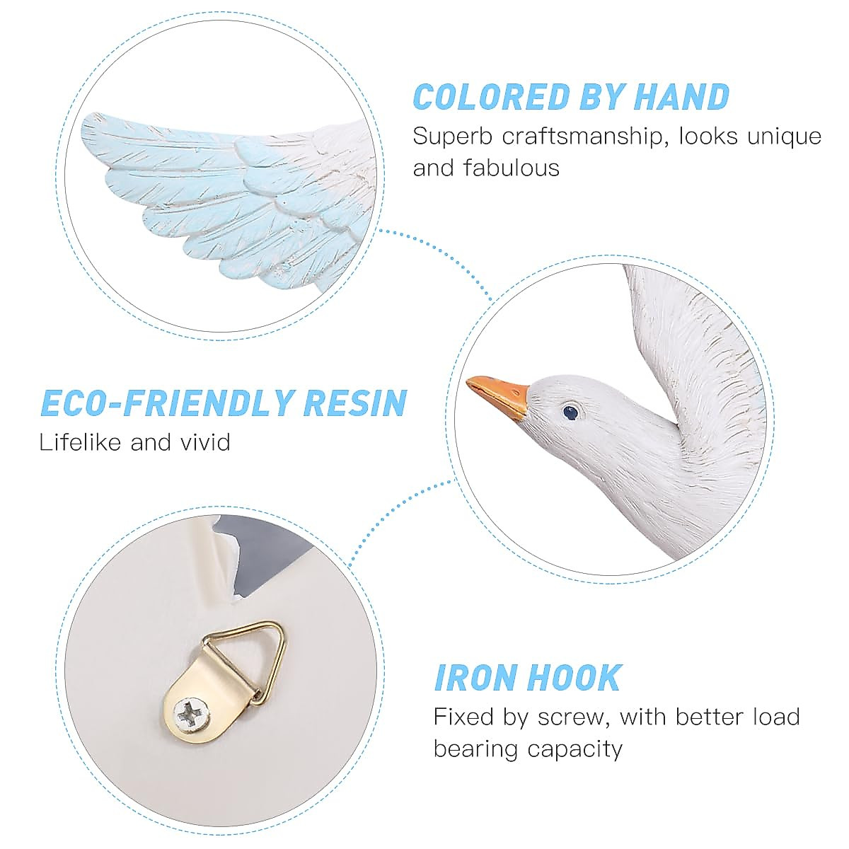 BESPORTBLE 3pcs Resin Birds Dove Wall Art Decorations ResinNautical Beach Seagulls Ornaments for Garden Coastal Wall Sculptures Decorations