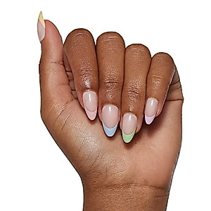 Glamnetic Press On Nails - Confetti | Semi-Transparent, Short Almond Nails, Reusable | 15 Sizes - 30 Nail Kit with Glue