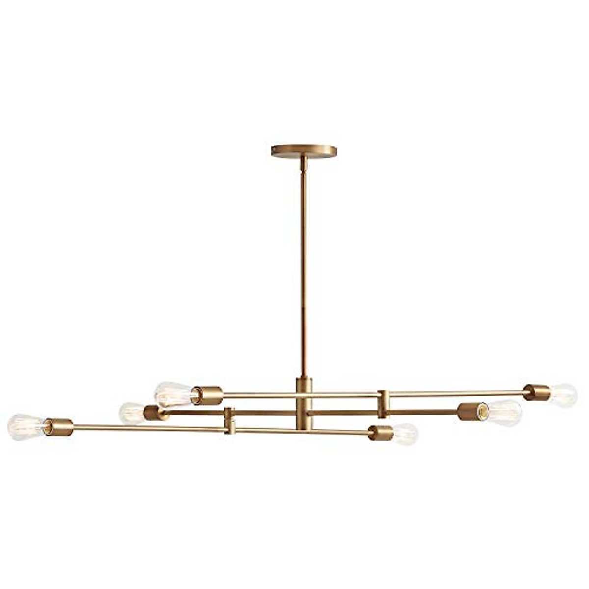 Amazon Brand – Rivet Mid-Century Modern Metal Rod Ceiling Pendant Light Chandelier - 48.9" x 42.6" x 43. 1", Brass