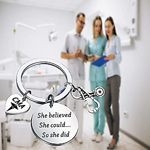 Lywjyb Birdgot CMA Gift Certified Medical Assistant Gifts She Believed She Could So She Did Nurse Keychain (CMA ky)