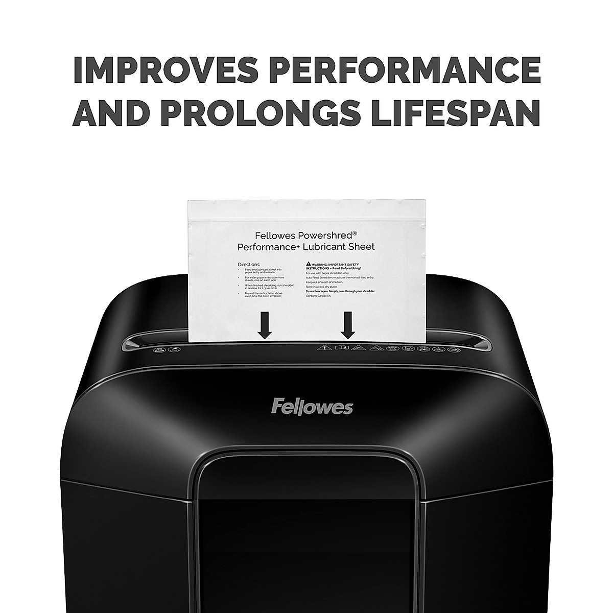 Fellowes Powershred Performance Paper Shredder Lubricant Sheets with Paper Shredder Oil Lubricant for Cross-Cut and Micro-Cut Paper Shredders, 6 x 8.50 x 0.031 Inch, 10-Pack