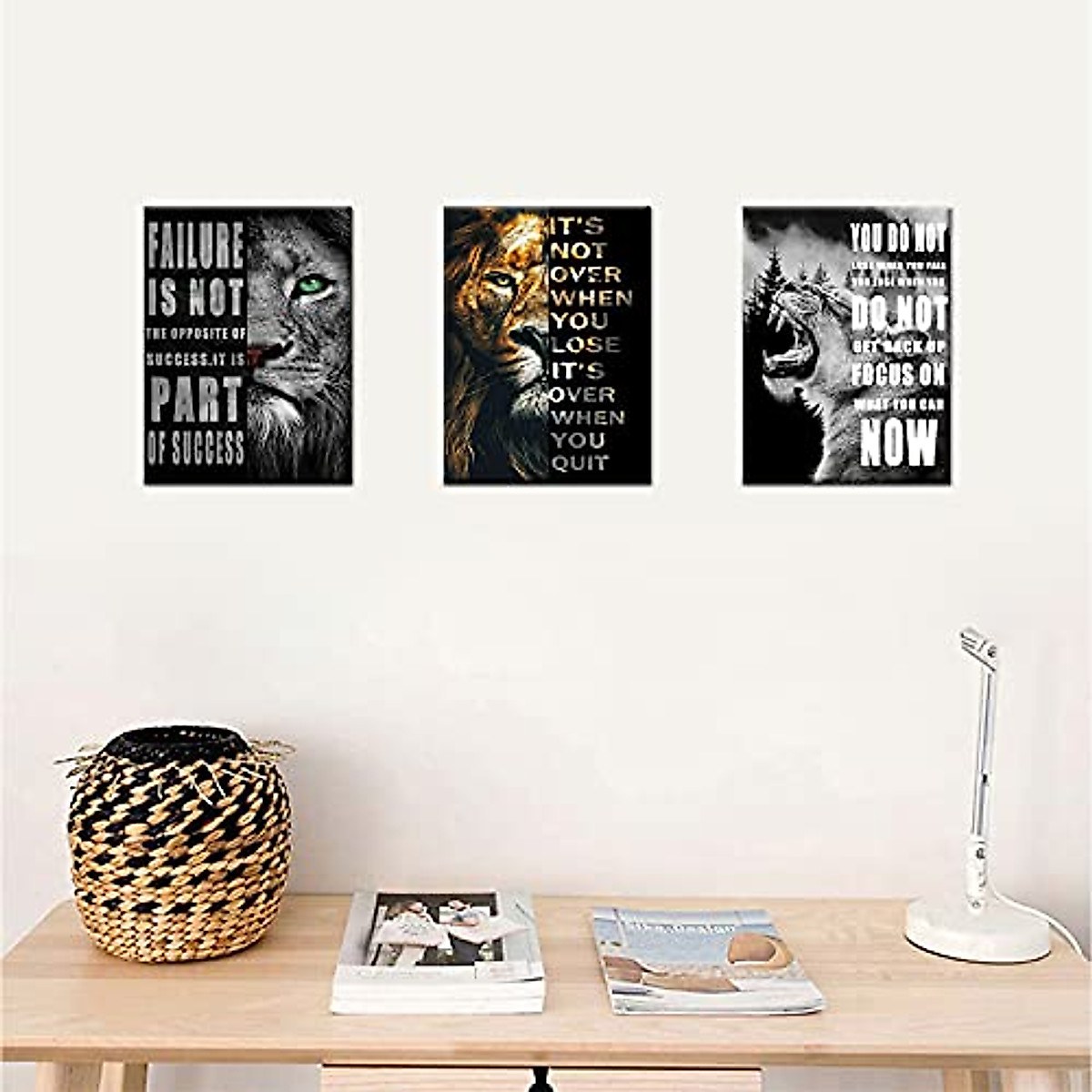 Lion Motivational Canvas Office Print Wall Art Animal Inspirational Picture Animal Poster Painting Modern Inspiring Artwork for Home Living Room Bedroom Office Decor Ready to Hang [36''W x 16''H]