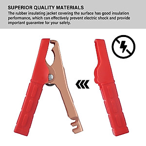 2PCS Car Alligator Clips Electrical Battery Clamps,Pure Copper Heavy Duty Jumper Cables Clamp with Rubber Insulating Handle,Universal Battery Clips for 12-36V Car Truck SUV RV