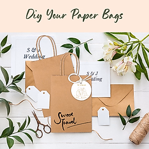 GSSUSA 100 Pack Paper Gift Bags 5.25x3.75x8'' Small Paper Bags with Handles Bulk, Brown Kraft Paper Bags for Small Business, Sturdy Grocery Retail Shopping Bags, Birthday Party Favor Bags, Craft Bags