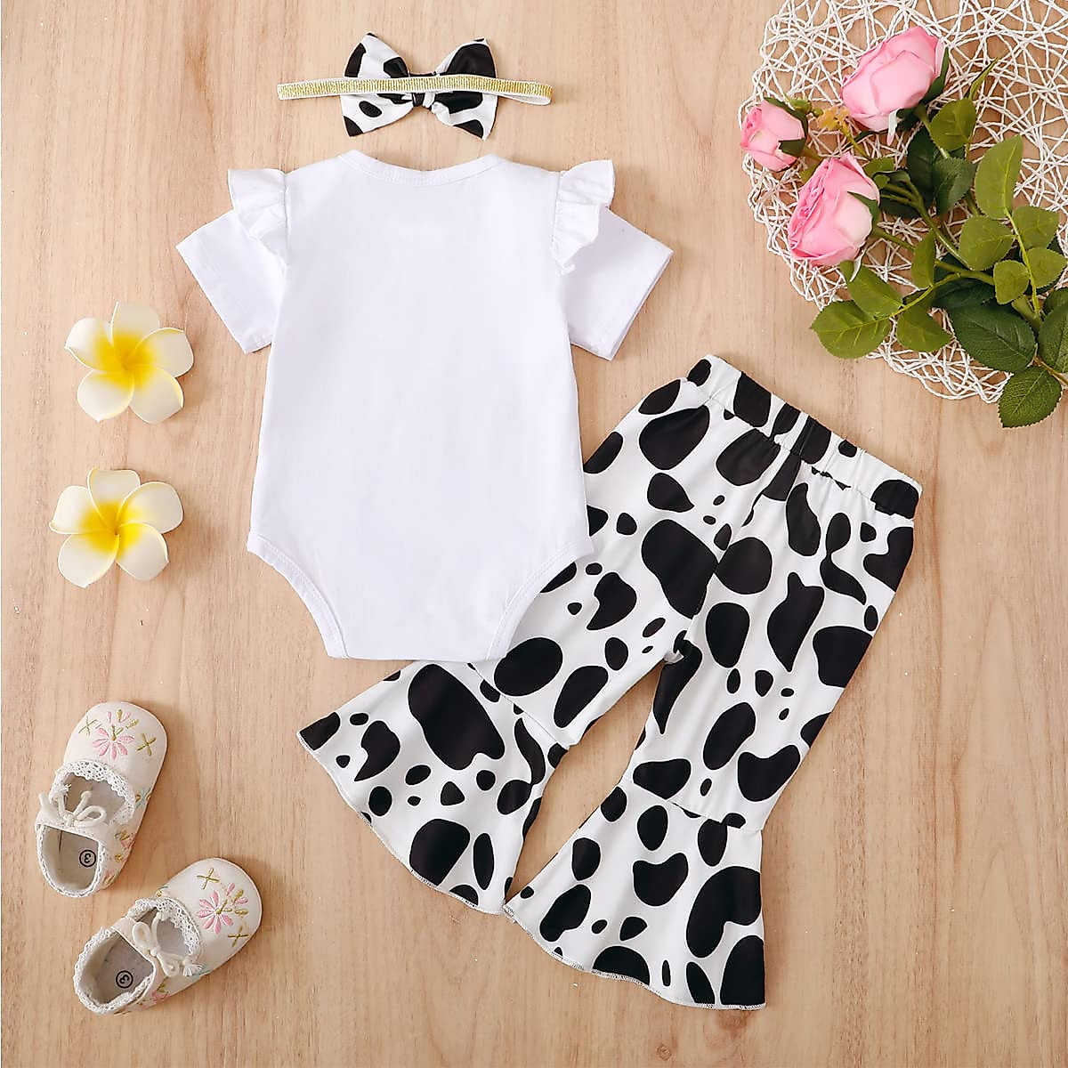 Slanavel Baby Girl First Birthday Outfit 1st Birthday Girl Clothes Holy Cow Im One Birthday Girl Outfit (White,12-18 Months)