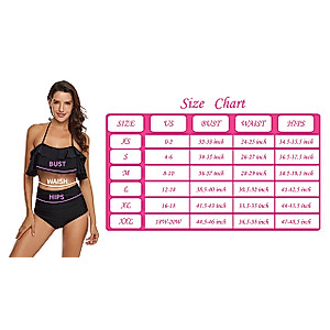 A Seed Women's Swimsuit 2 Piece Bikini Set Bathing Suit High Waist Black White Red Birds Vintage Crane