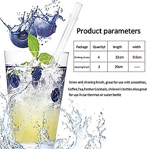Reusable Drinking Straws,Plastic Straws for 20oz & 30oz Tumblers Yeti(set of 4 straight straws+ 2 cleaning brushes)