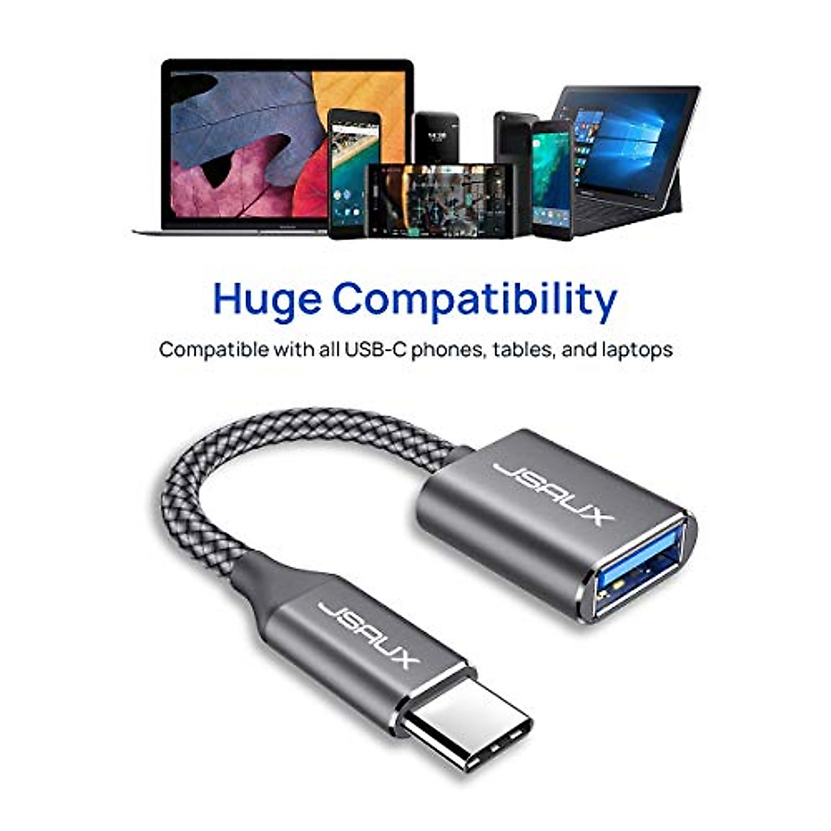 USB C to USB Adapter [2 Pack], JSAUX USB Type C Male to USB 3.0 Female OTG Cable Thunderbolt3 to USB Adapter Compatible with MacBook Pro/Air 2019 2018 2017, Samsung Galaxy S20 S20+ Ultra Note 10 S9 S8