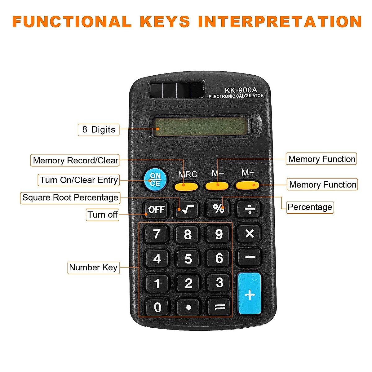 PATIKIL Basic Calculator, 8 Digit LCD Display Calculator 4 Function Small Desktop Calculator Battery Powered Handheld Calculator for Home Office, Black