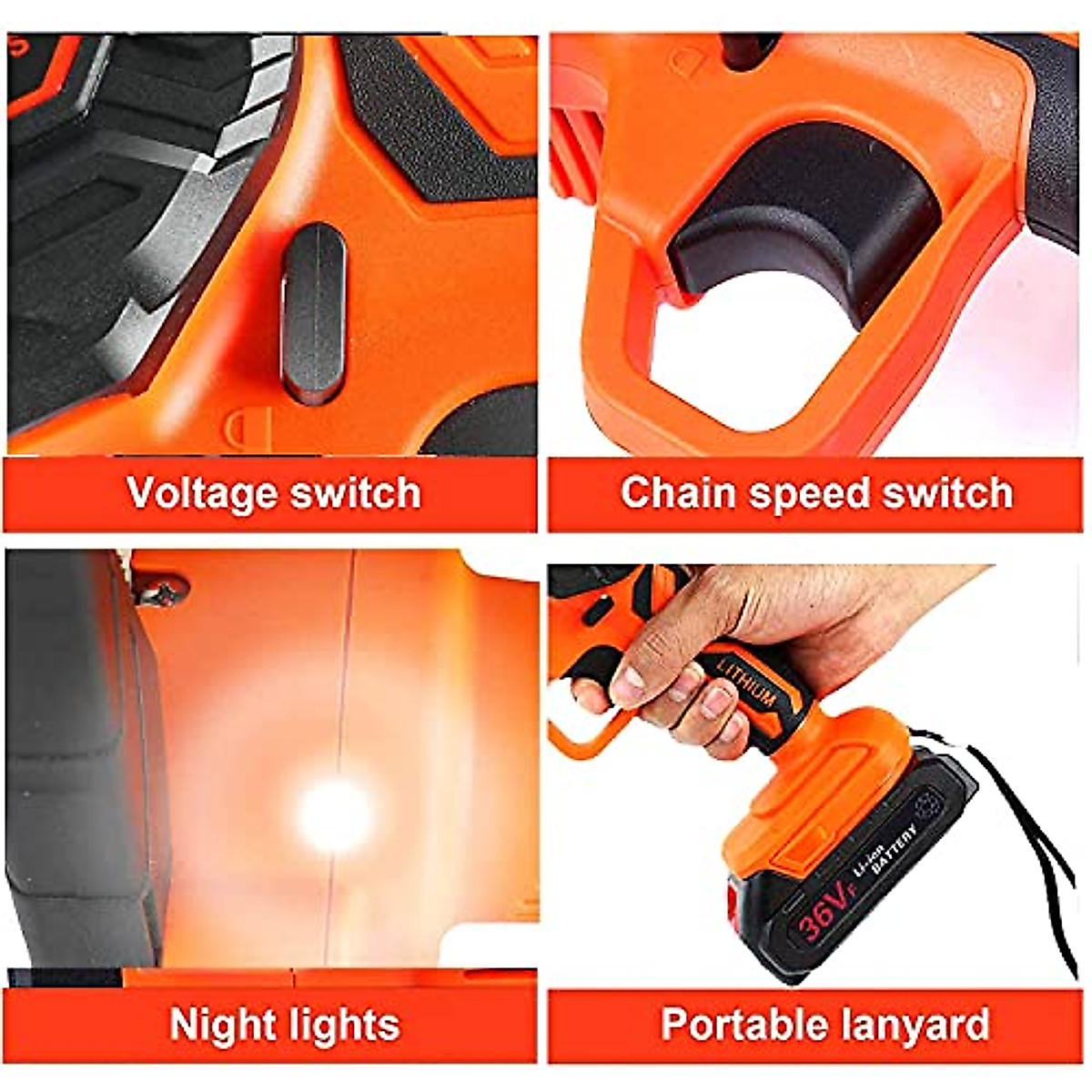 Mini Chainsaw Cordless, 6 Inch Battery Powered Chainsaw Pruning Chain Saw, One-Handed Portable Electric Small Chainsaw for Gardening Tree Trimming and Branch Wood Cutting(2x Battery,2x Chain)