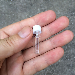 TAI DIAN 100pcs 1ml Mini Glass Bottles Vials White Plastic Cap Empty Tiny Transparent Glass Bottle Jars Screw Cap 10286mm Wholesale (10x28x5mm-plastic Cap)