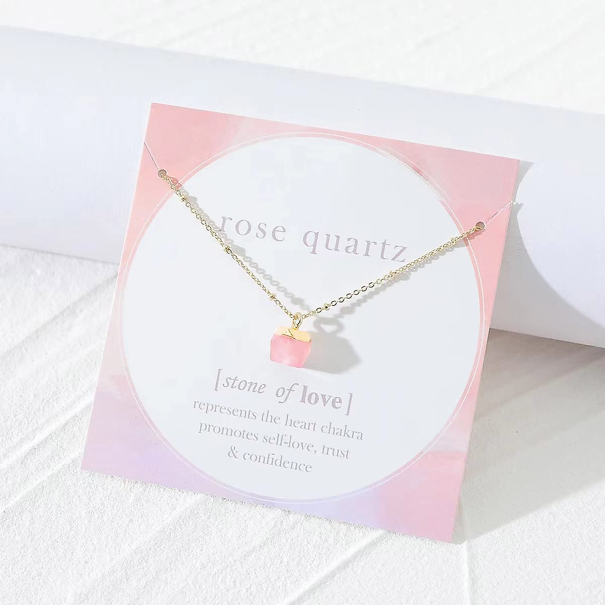 INLOLLY Amethyst Heart Crystal Necklace Rose Quartz Healing Crystals Handmade Necklace Cute Elegant Women Necklaces Real Raw Crystal Jewelry Protection Crystal Pendant Necklace for Teen Gift