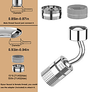 ST.THOMAS Swivel Faucet Aerator,2-function Faucet Nozzle,360° Big Angle Rotate kitchen faucet head replacement,Faucet Extender for Kitchen 55/64 inch Female Thread,Kitchen Sink Aerator