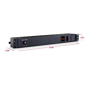 CyberPower PDU20M2F8R Metered PDU, 100-125V/20A (Derated to 16A), 10 Outlets, 1U Rackmount, 15 Foot Power Cord