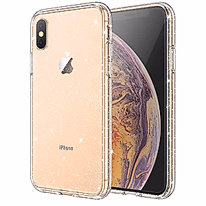JETech Glitter Case for iPhone Xs and iPhone X, 5.8-Inch, Bling Sparkle Shockproof Phone Bumper Cover, Cute Sparkly for Women and Girls (Clear)