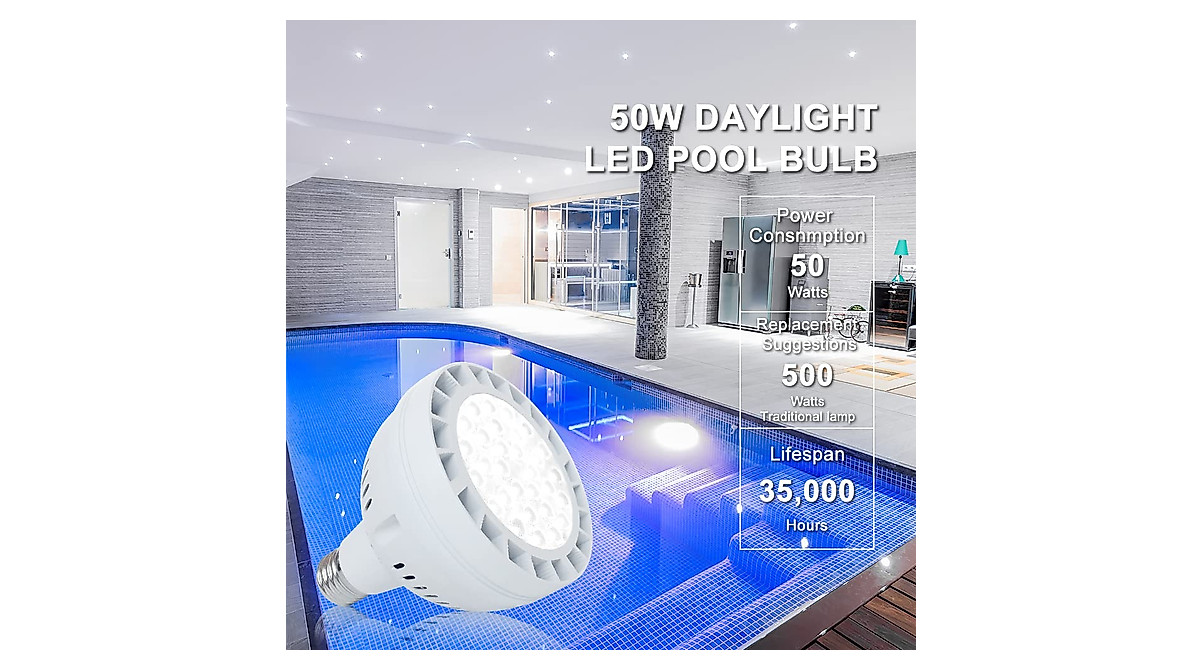 LED Pool Light for Inground Pool, 12V 50W 5000LM Daylight White ...