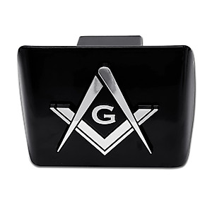 Masonic Square and Compasses Black All Metal Hitch Cover