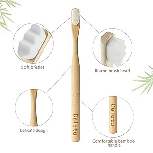 Daletu Bamboo Toothbrush, Biodegradable Toothbrushes Extra Soft Bristles, 20000 Soft Natural Bristle Toothbrush, Eco Friendly Toothbrushes for Sensitive Teeth Gum Recession - 4 Pack