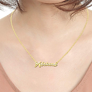 LoEnMe Jewelry Sharon Name Necklace Custom Personalized in Gold Plate Gift for Women Couple