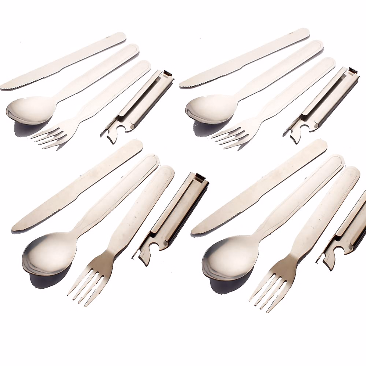 Enwinner 4 Set Picnic Flatware Set, Cutlery Set Extra Strong Ultra Silverware Set, 3 Pieces Knife Fork Spoon Set for Home Use/Travel/Picnic/Camping Utensils Set 2 ggryr nr4ne4 (4 set)