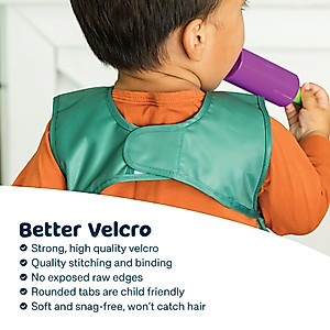 Tiny Twinkle Mess-Proof Apron Toddler Bibs w/Tug-Proof Closure, Baby Food Bibs, 2 Pack (Slate Olive, Small 6-24 Months)