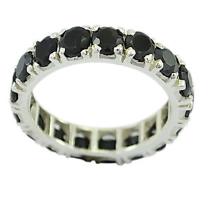 55Carat Natural Black Onyx Ring Sterling Silver Simple Round Shape Astrology US 4,5,6,7,8,9,10,11,20