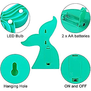 Radidi Mermaid Tail Decor Light Mermaid Tail Party Decoration Christmas Gift Cute Mermaid Table Lamp Battery Operated for Desk,Bedroom,Wall Decor,Baby Shower,Kids' Room,Holiday Decor,Home Decorations
