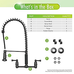 Tosca 255-K821-MB-T Upgraded Dual Handle Commercial Style Wall Mount Kitchen Faucet with Pull Down Nozzle, Matte Black