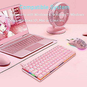 FELICON Wired Mechanical Gaming Keyboard, 82 Keys Compact Rainbow Blacklight Keyboard with Blue Switch, Small and Portable Compatible with Windows PC Laptop Mac Game Office