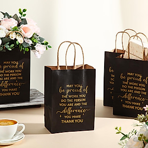 ReliThick 100 Pcs Employee Appreciation Gifts Bags Christmas Thank You Gifts Bags for Coworkers with Handles Team Inspirational Gift Bags May You Be Proud Paper Bags for Teacher Staff Nurse(Black)