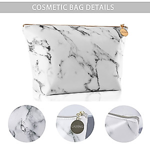 LAIXING Marble Makeup Bag Large Cosmetic Bag Portable Waterproof Organizer Bag Travel Toiletry Pouch for Women Girls