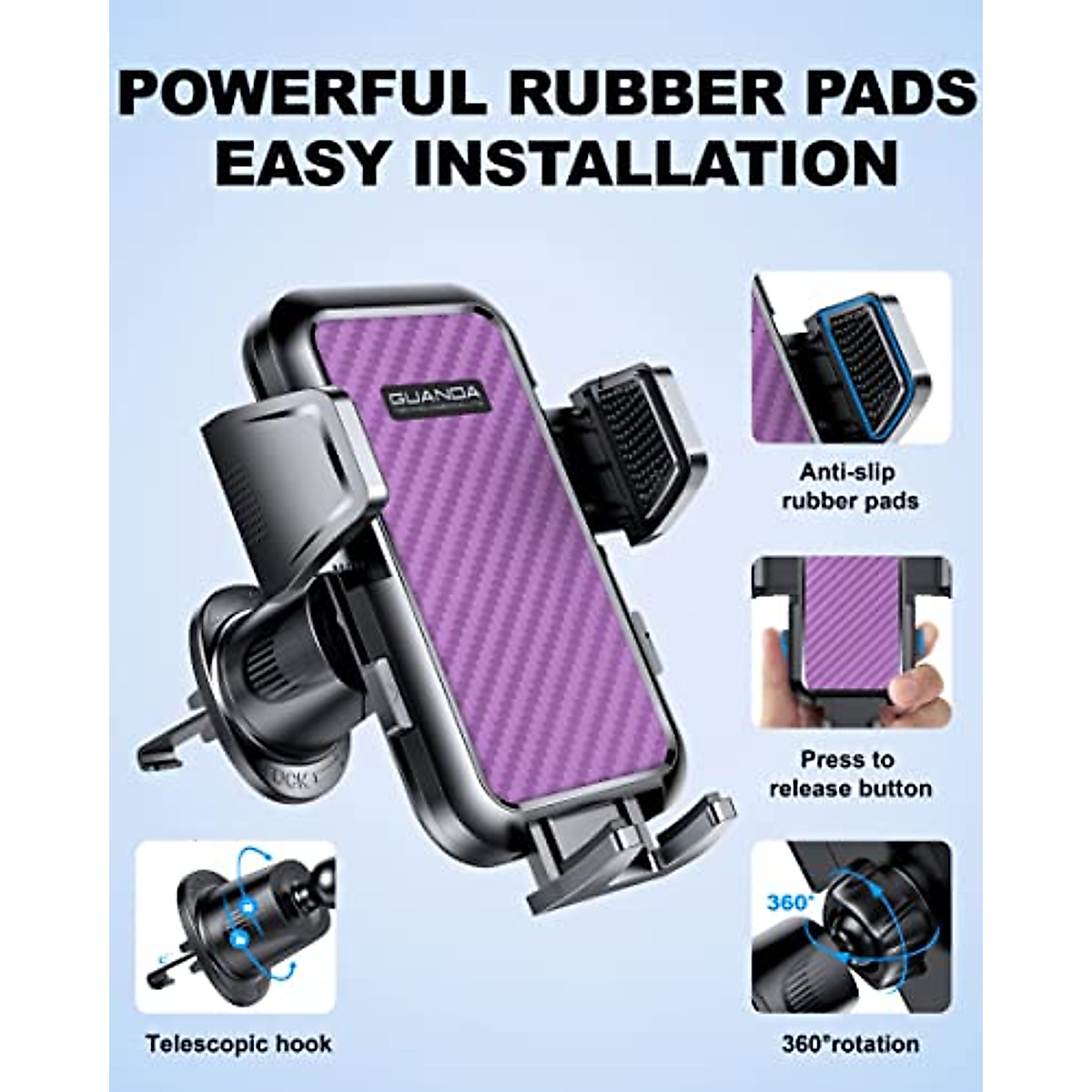 GUANDA TECHNOLOGIES CO., LTD. Cell Phone Stand, Desk Phone Holder, Phone Mount for Car Vent