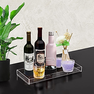 2 Pack Acrylic Tray,Vanity Tray 11.2x5.9 Inch,Acrylic BathroomTray for Counter,Clear Serving Tray for Cup, Sponge, Soap, Plant (Large, Clear)